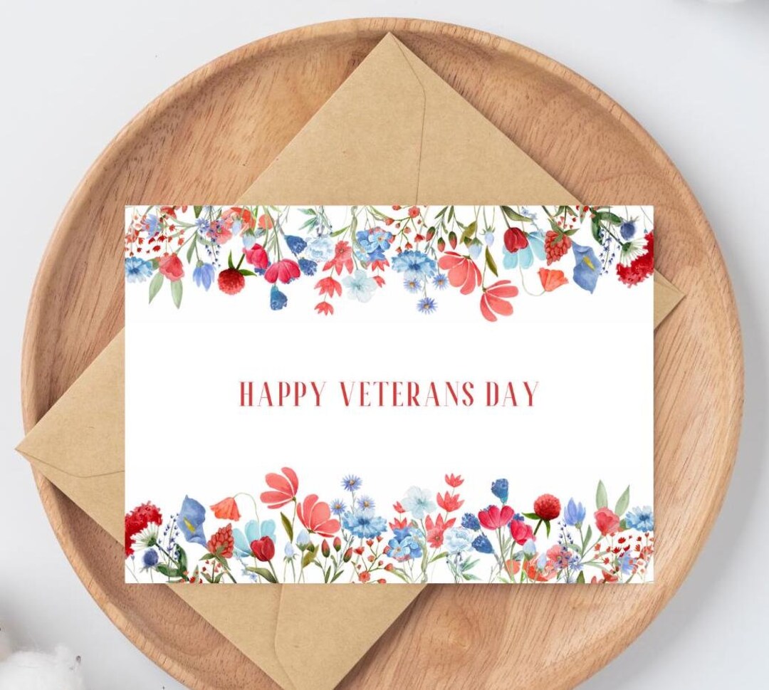 Veterans Day Cards, Veteran Thank You Card, Floral Veteran's Day Card ...