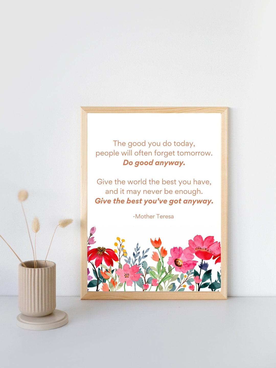 Mother Teresa Do It Anyway Print, Mother Teresa Quote Wall Art, Mother ...