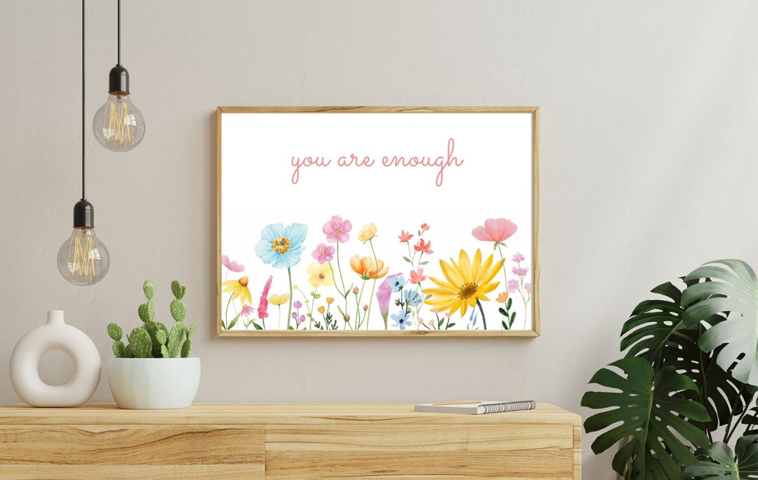 You Are Enough Sign Affirmation Wall Art Encouragement Gift Therapist ...
