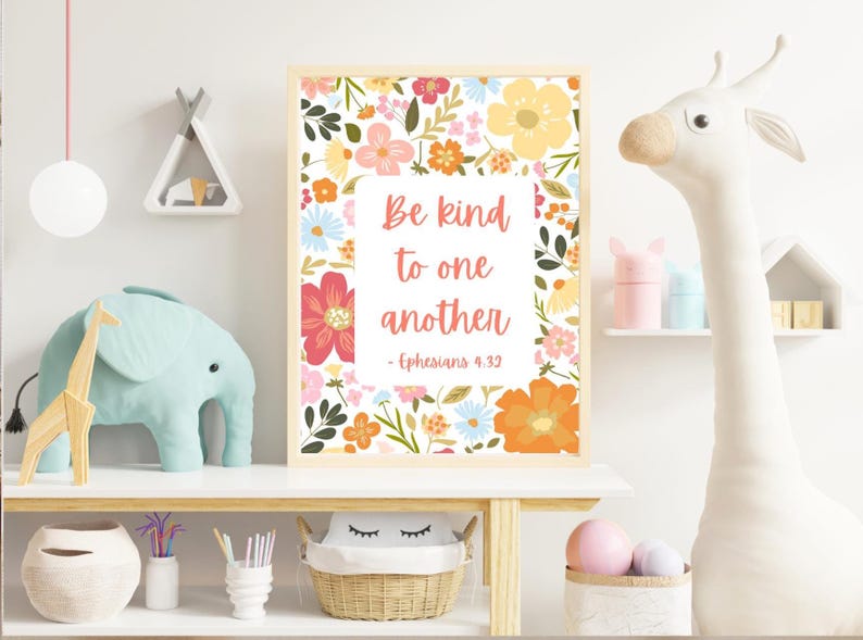 Christian Wall Art, Colorful Floral Bible Verse Sign, Ephesians 4:32 ...