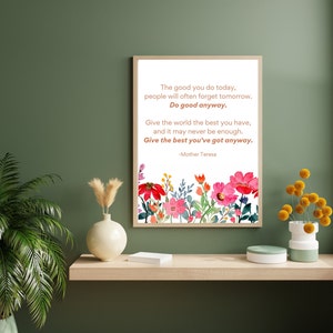 Mother Teresa Do It Anyway Print, Mother Teresa Quote Wall Art, Mother ...