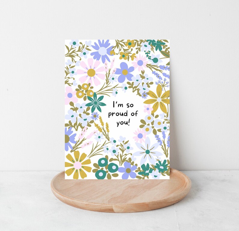 I’m so Proud of You Card, Congrats Card, Graduation Girl, Floral Girl ...