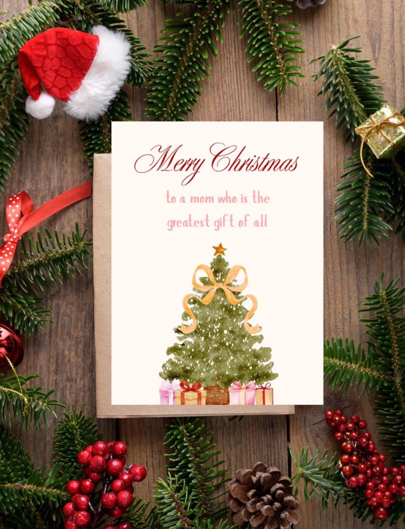 Mom Christmas Card, Merry Christmas to Mom Card, Personalized Mom ...