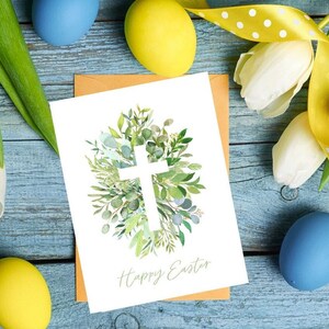Happy Easter Cards, Easter Cross Card Set, Watercolor Easter Cross Card Pack, Customized Easter ...