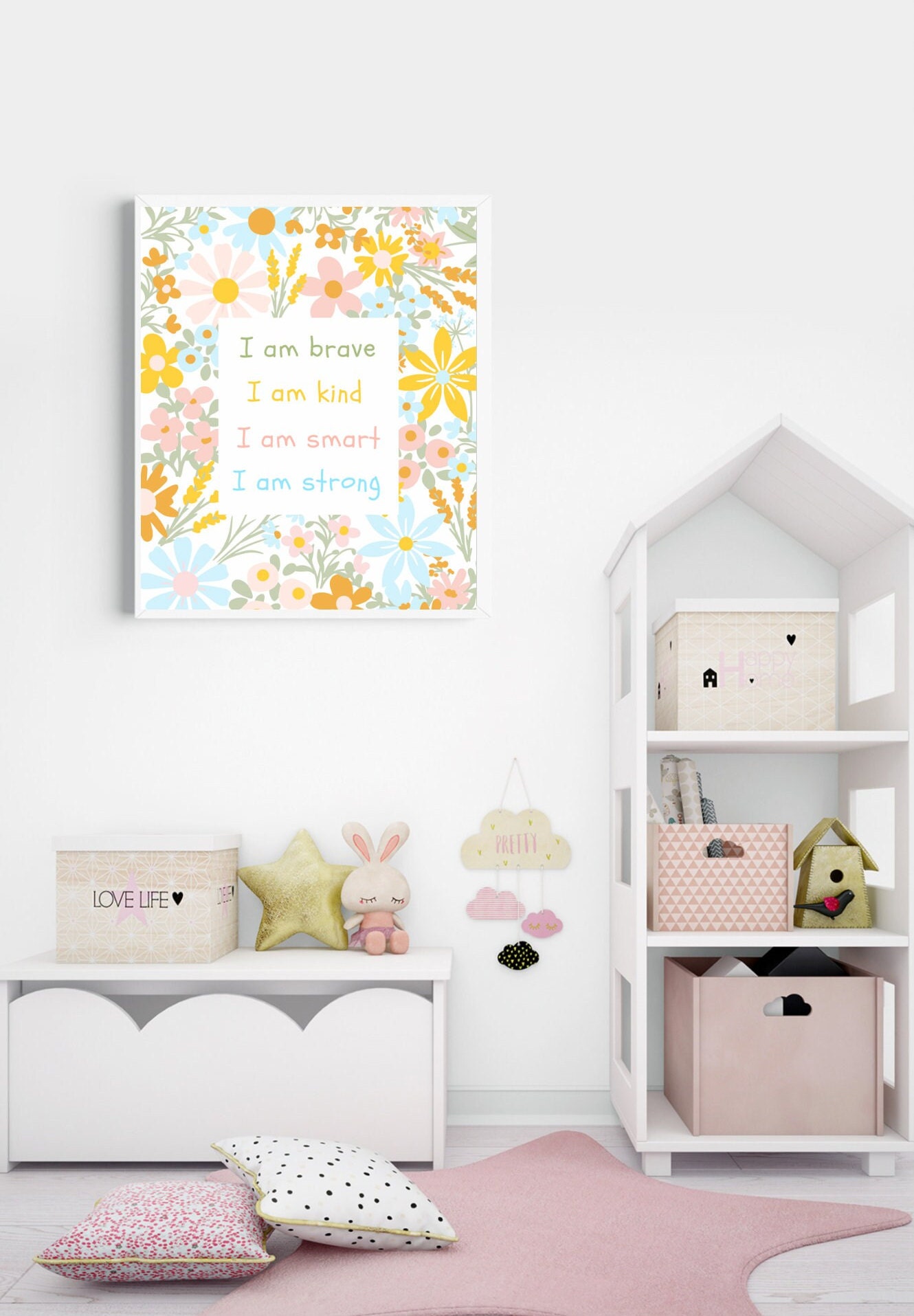 Kids Affirmation Print, Kids Flower Decor, Class Affirmation Art, You ...