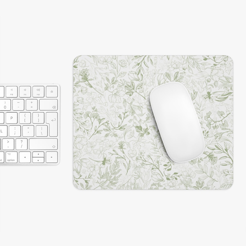 Sage Green Floral Mousepad, Chinoiserie Green Mouse Pad, Botanical ...
