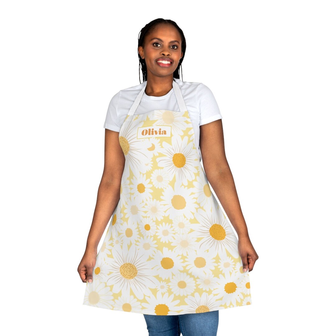 Personalized Apron, Customized Apron, Daisy Apron, Flower Name Apron ...