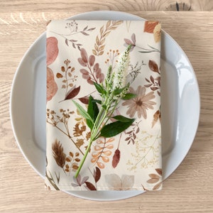 Beige Floral Napkins, Autumn Floral Napkins, Fall Boho Flower Napkins ...