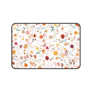 Floral Desk Mat, Fall Flower Desk Mat, Fall Desk Decor, Autumn Floral ...
