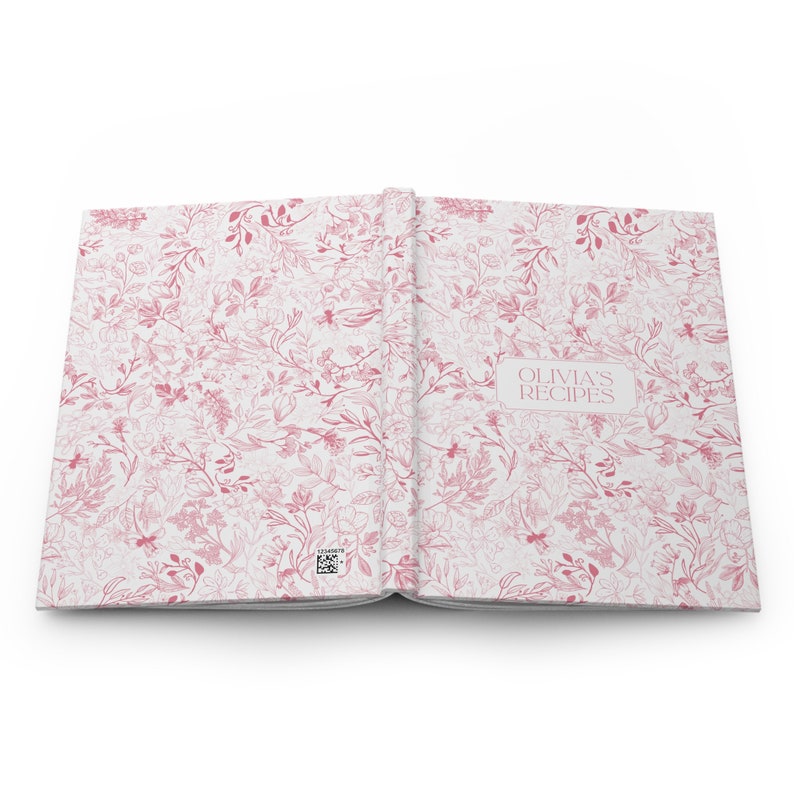 Customized Recipe Journal, Floral Recipe Book, Pink Chinoiserie Recipes ...
