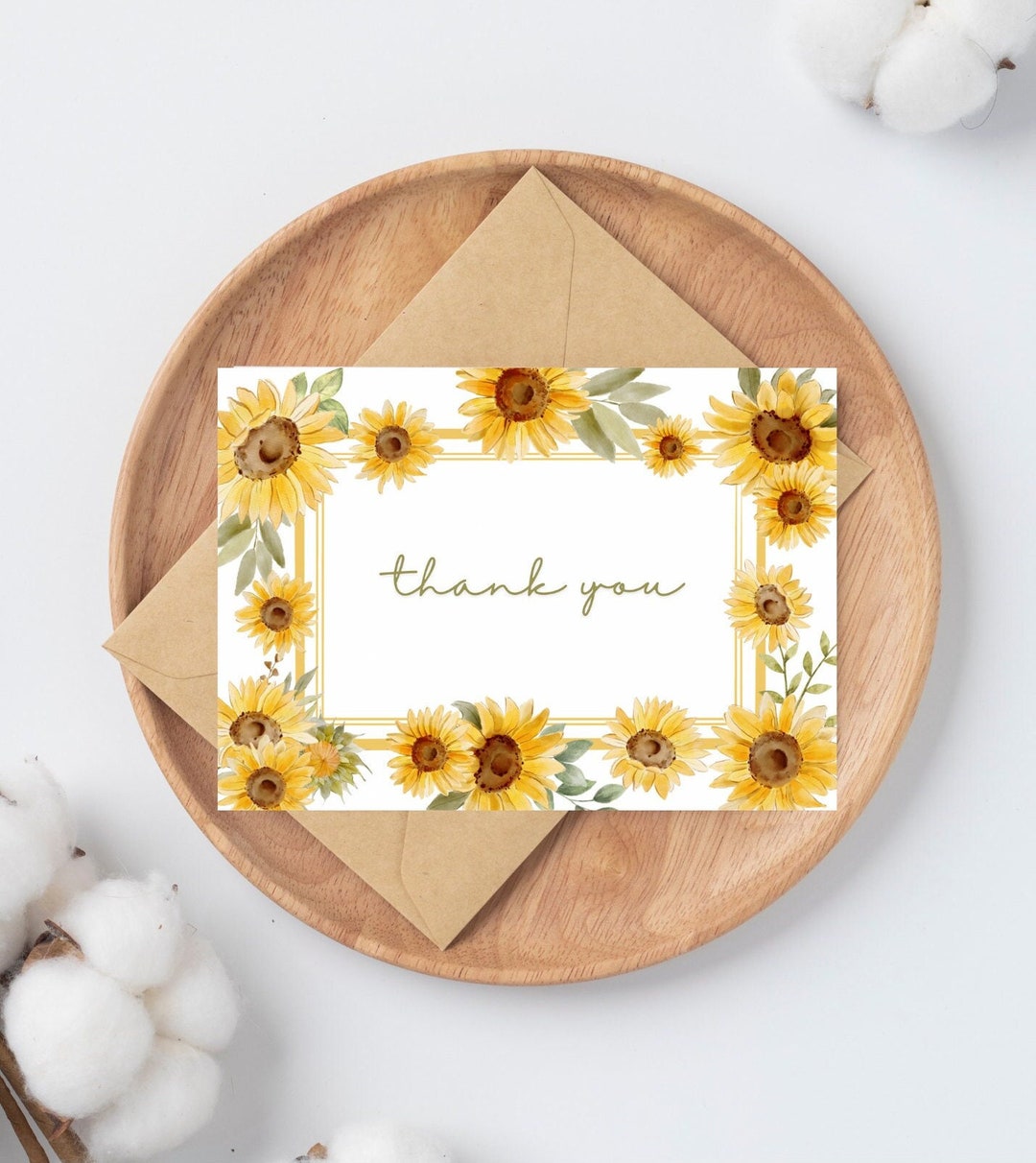 Thank You Cards, Sunflower Thank You Cards, Yellow Flower Thank You ...