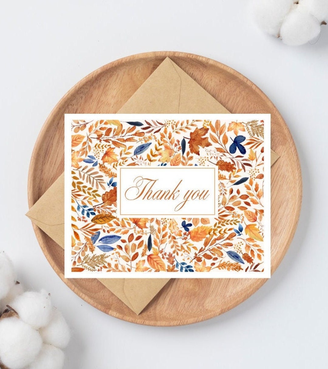 Thank You Cards Fall, Autumn Thank You Cards Set, Thanksgiving Thank ...