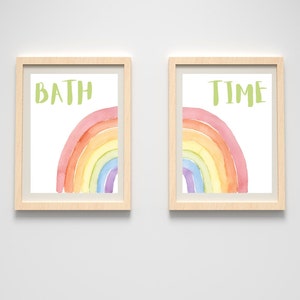 Rainbow Bathroom Set, Rainbow Bathroom Print, Bathroom Rainbow Decor ...