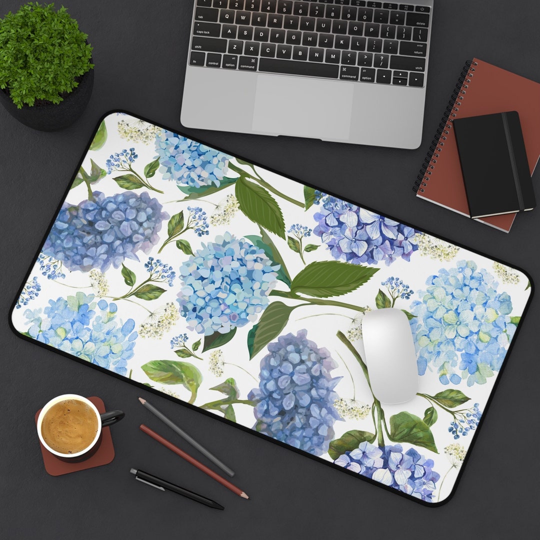 Floral Desk Mat, Flower Desk Mat, Summer Floral Desk Pad, Hydrangea ...