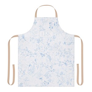 Light Blue Apron, Monogram Apron, Chinoiserie Blue Floral Apron, Gift ...
