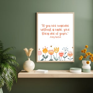 Dolly Parton Smile Quote Print, Classroom Wall Art, Kids Room Wall Art ...