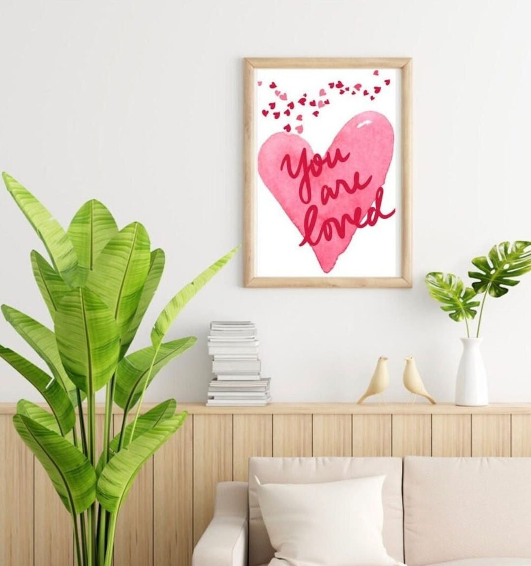 You Are Loved Wall Art, Valentines Wall Art Print, You Are Loved Poster, Love Hearts Wall Art ...
