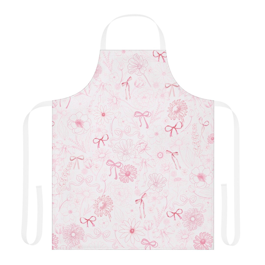 Pink Apron, Coquette Apron, Gift for Her, Pink Bows Flower Apron, Gift ...
