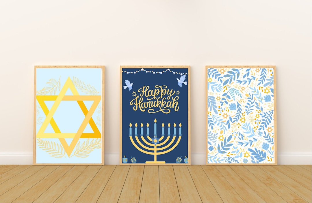 Hanukkah Printable Wall Art, Hanukkah Gallery Set Digital, Rosh ...