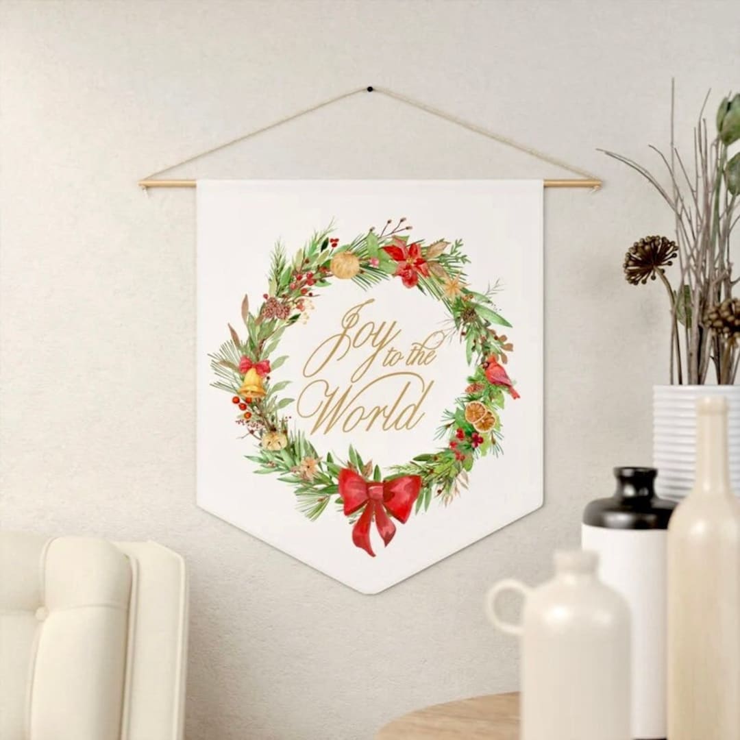 Holiday Pennant Joy to the World Pennant Watercolor Christmas Wall ...