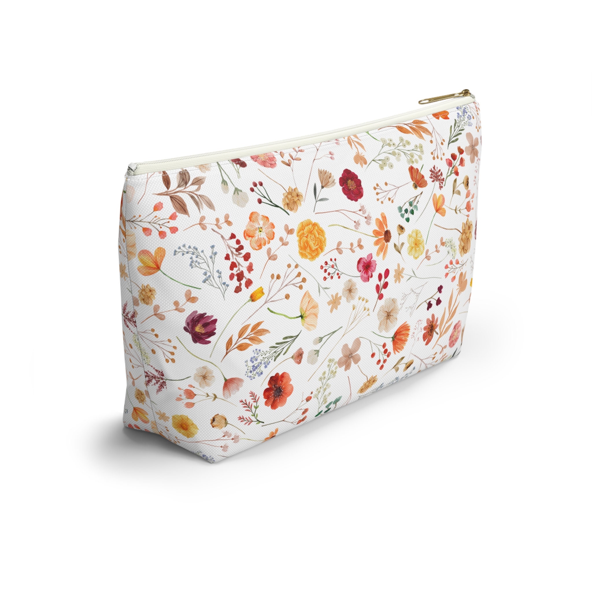 Floral Makeup Bag, Wildflower Toiletry Bag, Boho Flower Cosmetic Bag ...
