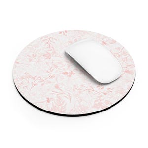 Light Pink Chic Mouse Pad, Floral Toile Mousepad, Chinoiserie Desk ...