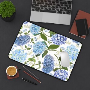Floral Desk Mat, Flower Desk Mat, Summer Floral Desk Pad, Hydrangea ...