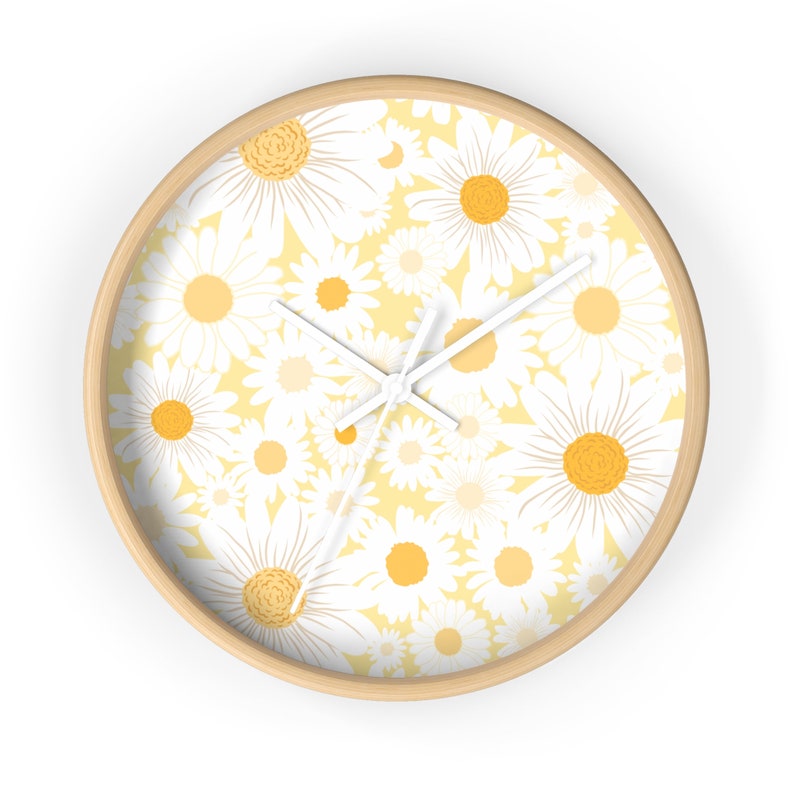 Floral Wall Clock, Daisy Clock, Wooden Flower Clock, Daisies Wood Wall ...