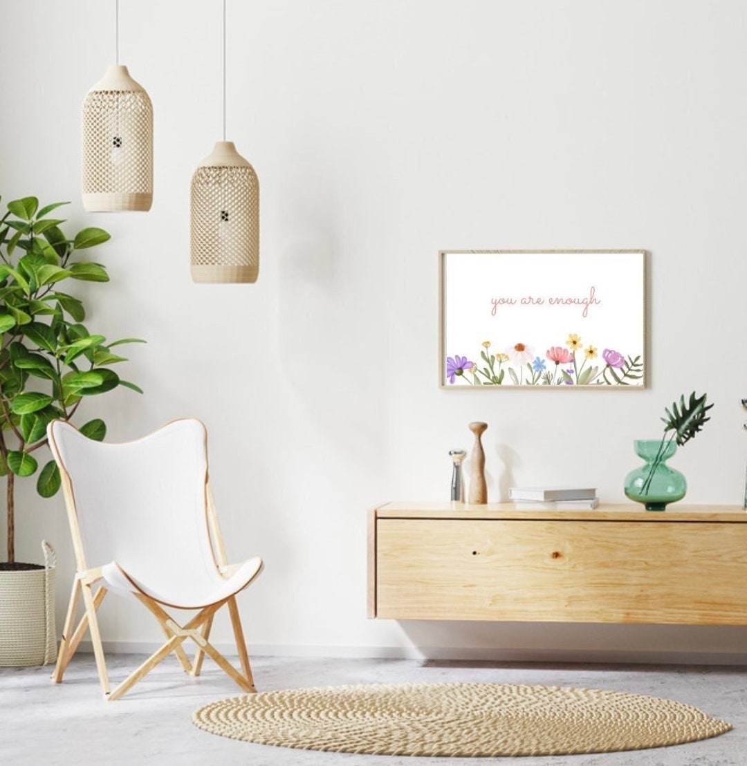 You Are Enough Sign Affirmation Wall Art Encouragement Gift Therapist ...