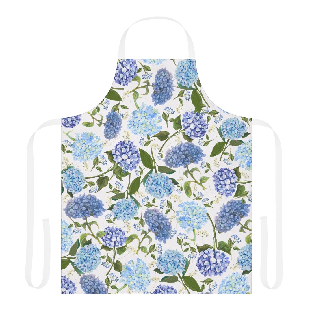 Hydrangea Apron, Blue Hydrangeas Apron, Summer Apron, Floral Apron ...