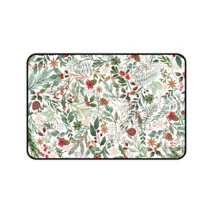 Winter Desk Mat, Christmas Botanical Desk Mat, Winter Desk Decor, Holly ...