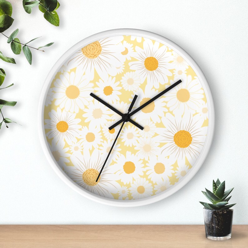 Floral Wall Clock, Daisy Clock, Wooden Flower Clock, Daisies Wood Wall ...