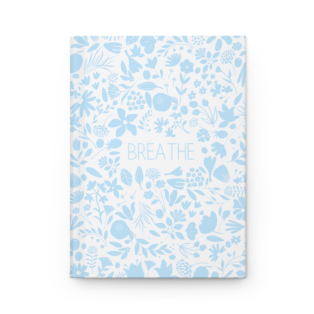Breathe Journal, Mental Health Journal, Light Blue White Floral Journal ...