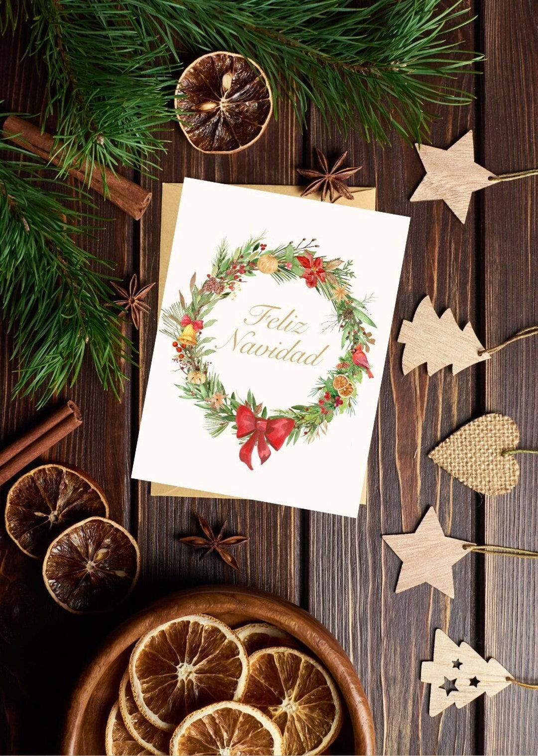 Feliz Navidad Cards, Feliz Navidad Card Set, Navidad Holly Wreath Cards ...