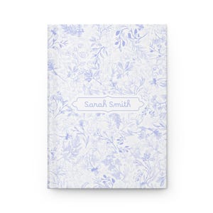 Customized Light Blue Floral Journal, Personalized Blue Flower Notebook ...