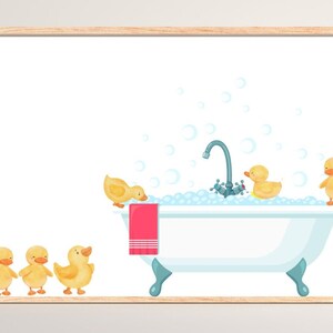Kids Bathroom Ducks Wall Art, Kids Duck Bathroom Prints, Kids Bathroom ...