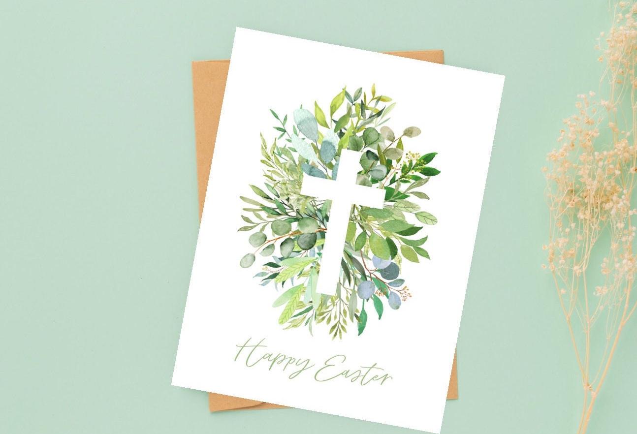Happy Easter Cards, Easter Cross Card Set, Watercolor Easter Cross Card ...