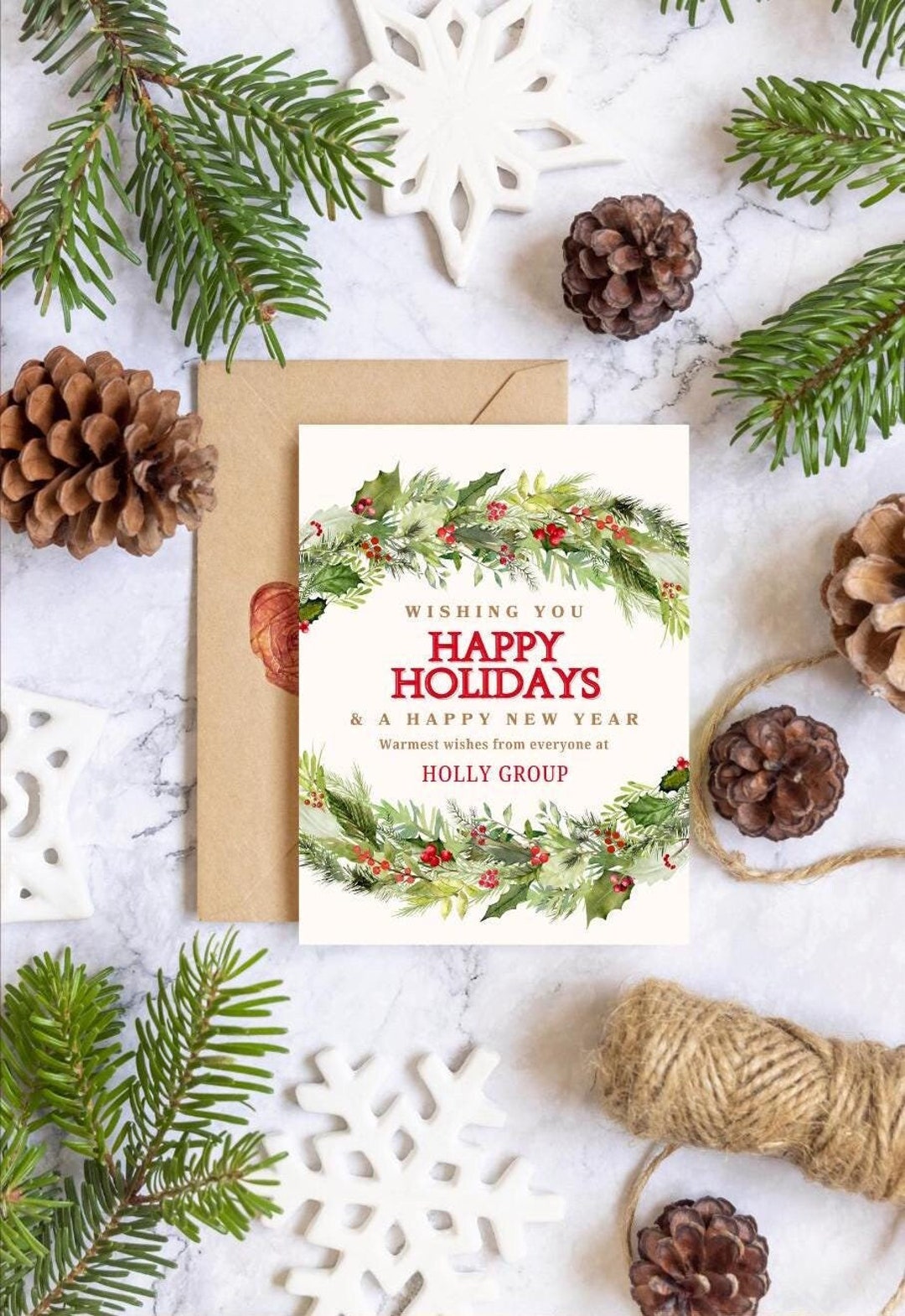 Corporate Christmas Card, Business Holiday Notes, Customized Christmas ...