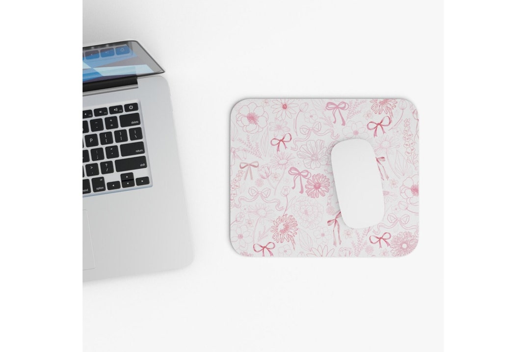 Pink Coquette Mouse Pad, Pink Flower Mouse Pad, Pink Bows Mouse Pad ...