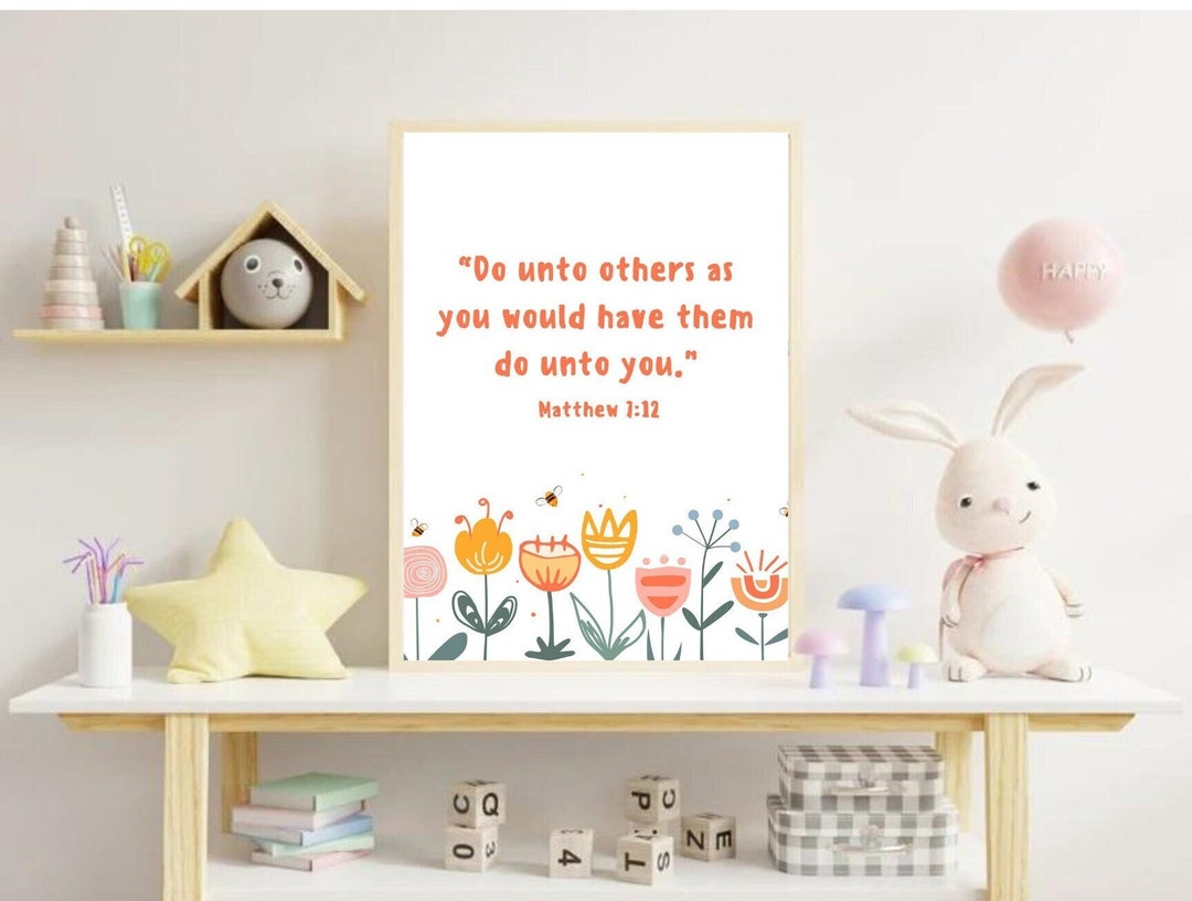 Do Unto Others Kids Print, Kids Christian Wall Art, Matthew 7:12 Print ...