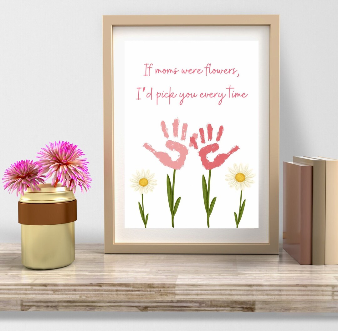 Handprint Kids Art Mom Birthday Gift, Handprint Diy Craft Flowers ...