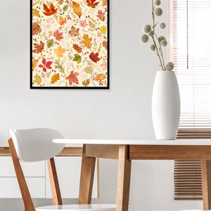 Fall Leaves Wall Art, Fall Watercolor Leaves Print, Autumn Leaves Wall ...