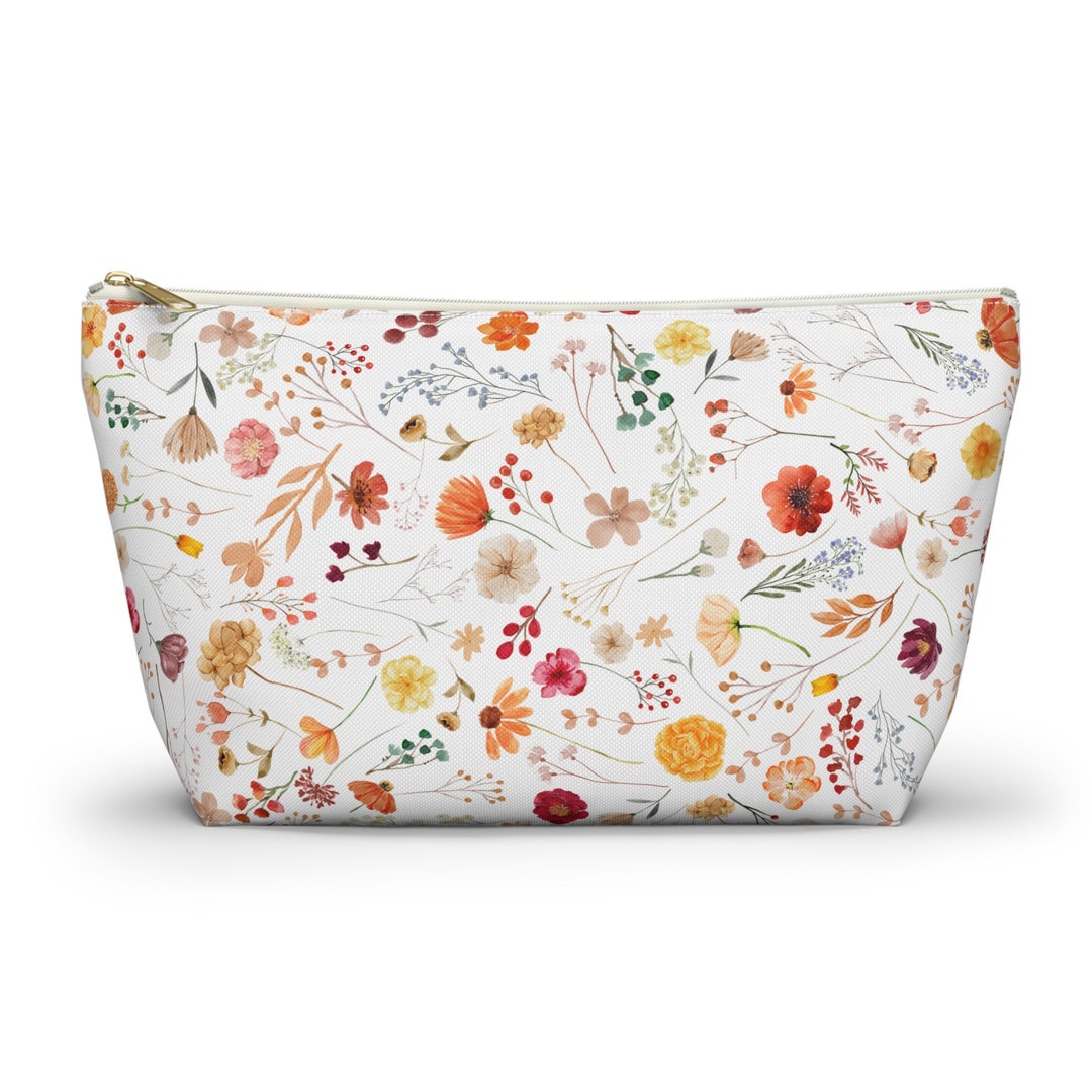 Floral Makeup Bag, Wildflower Toiletry Bag, Boho Flower Cosmetic Bag ...