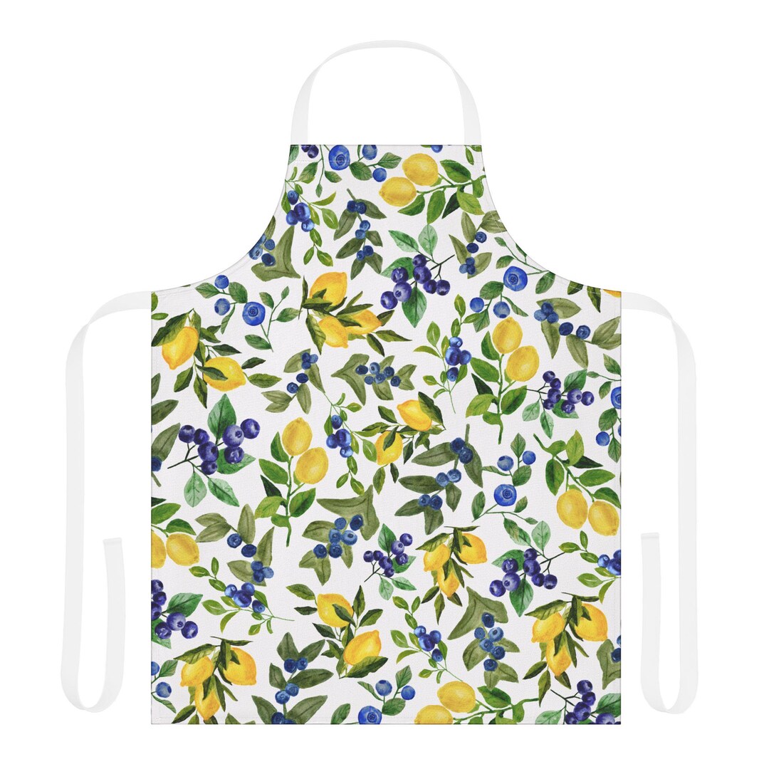 Lemon Apron, Lemons Blueberry Apron, Summer Fruit Apron Hostess Gifts ...