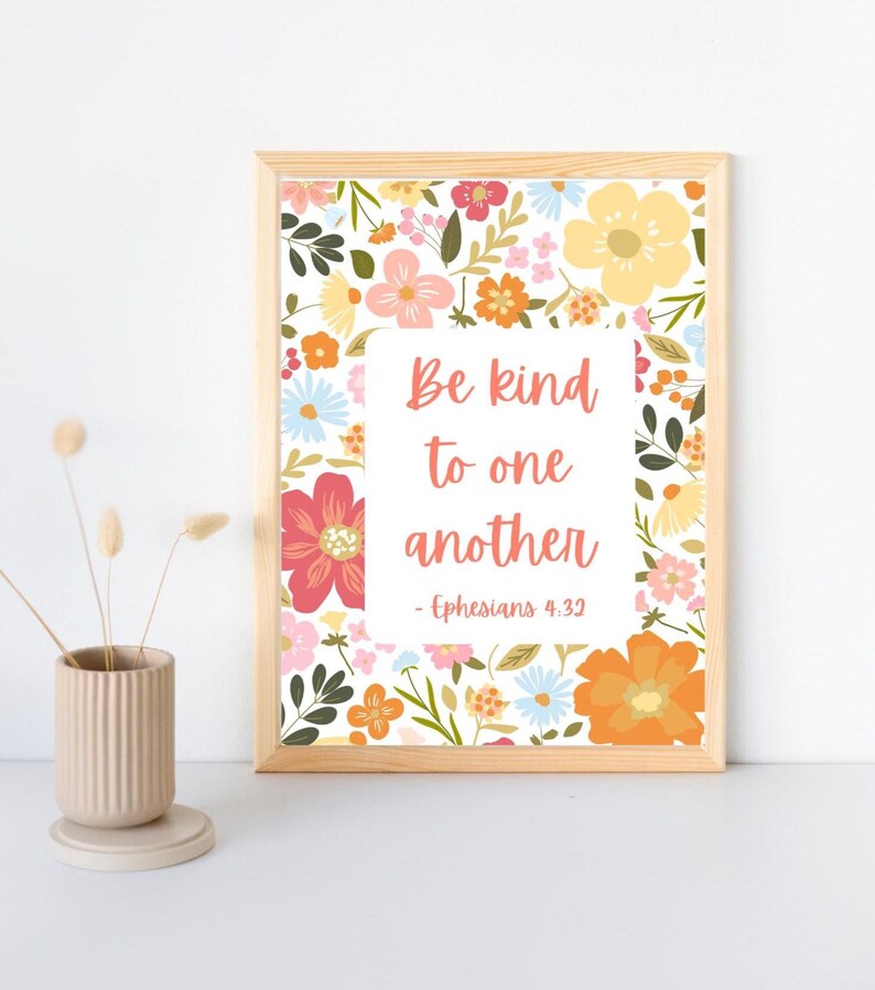 Christian Wall Art, Colorful Floral Bible Verse Sign, Ephesians 4:32 ...