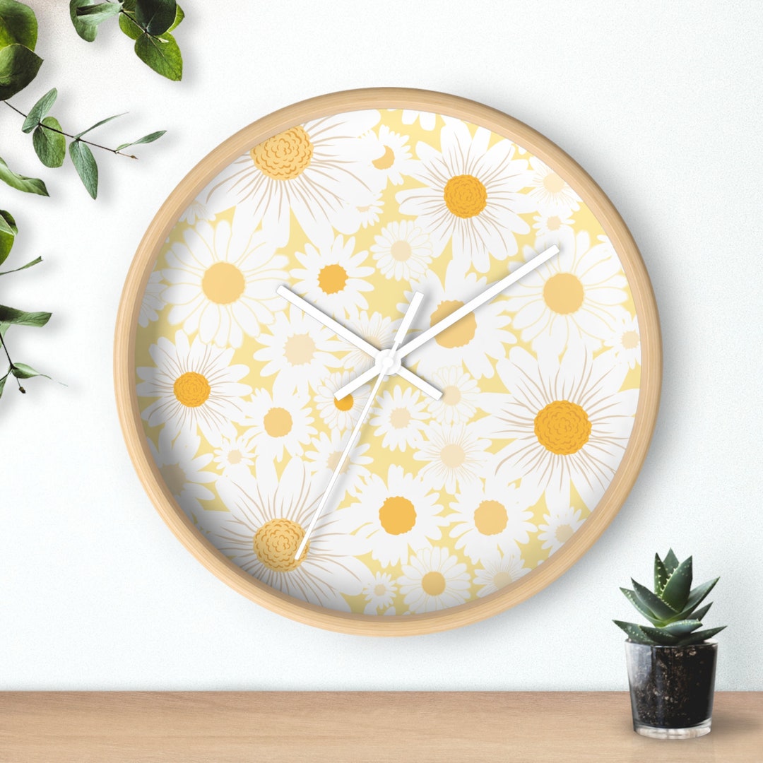 Floral Wall Clock, Daisy Clock, Wooden Flower Clock, Daisies Wood Wall ...