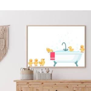 Kids Bathroom Ducks Wall Art, Kids Duck Bathroom Prints, Kids Bathroom ...
