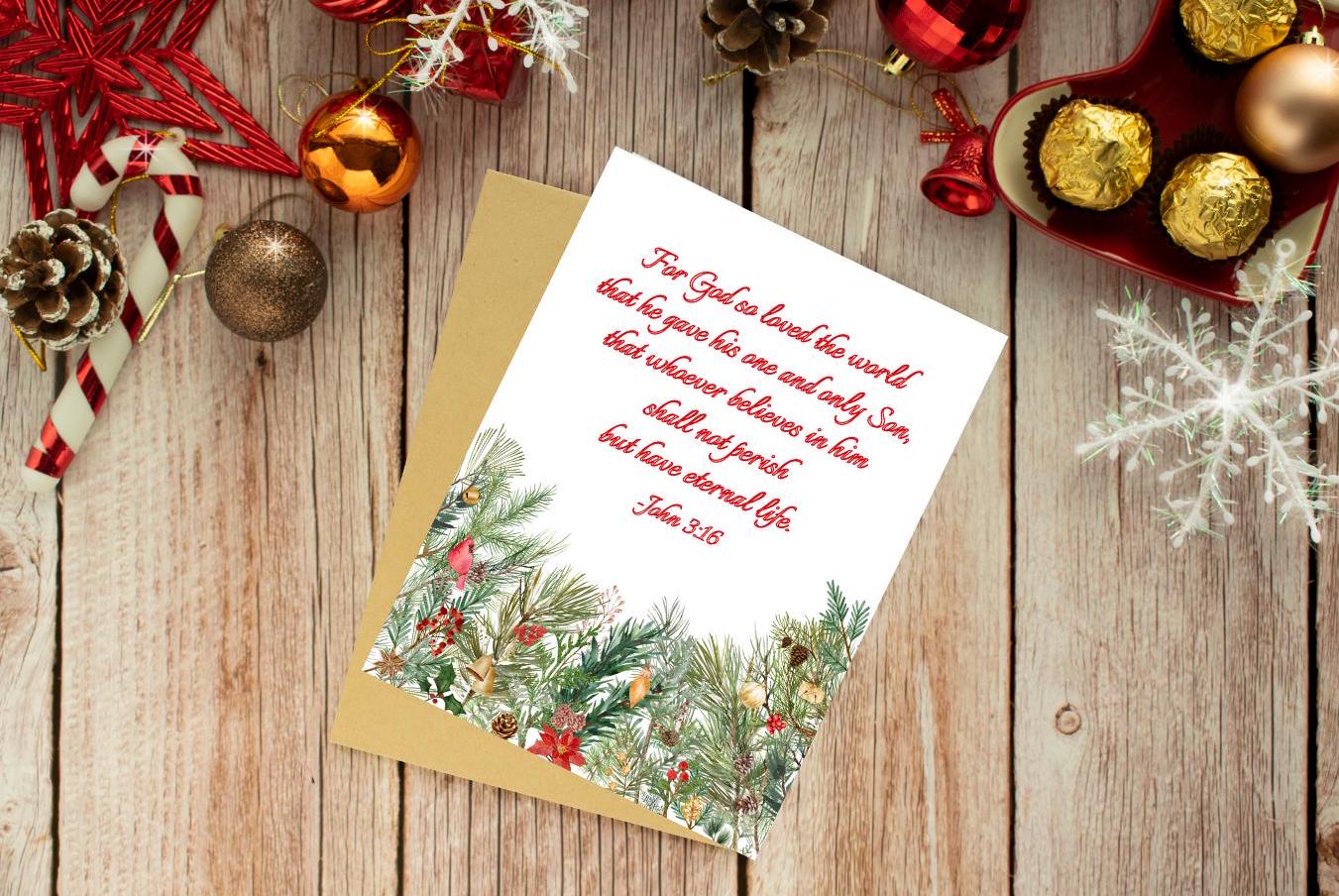 Christmas Christian Cards, Scripture Christmas Card, Watercolor ...