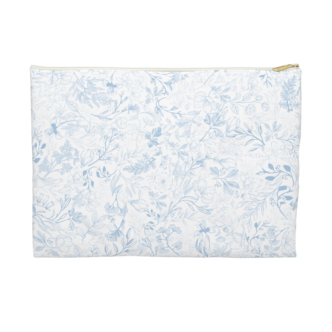 Light Blue Pencil Case, Chinoiserie Blue Makeup Bag, Light Blue White ...