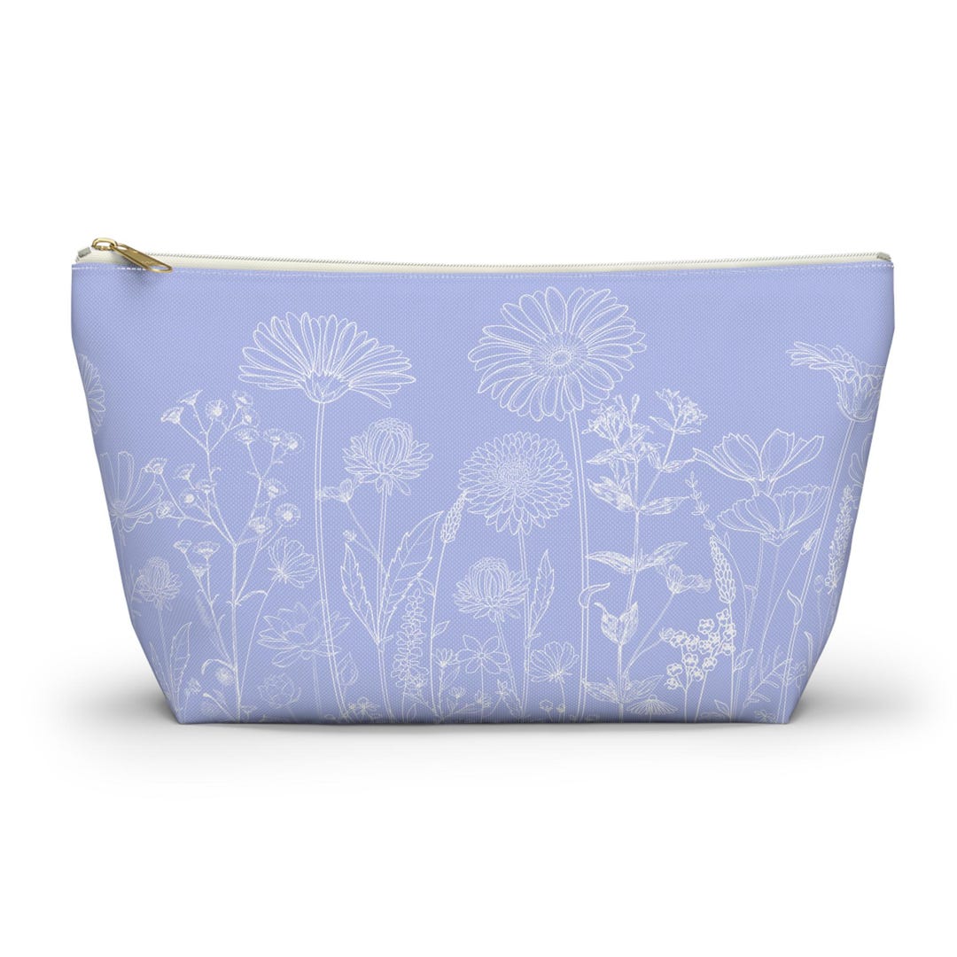 Purple Makeup Bag, Purple White Flower Toiletry Bag, Boho Floral ...